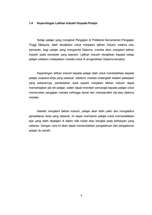 CONTOH REPORT LATIHAN INDUSTRI 2016 POLITEKNIK DAT | DOCX