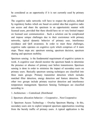 Project:- Spectral occupancy measurement and analysis for Cognitive Radio application | PDF