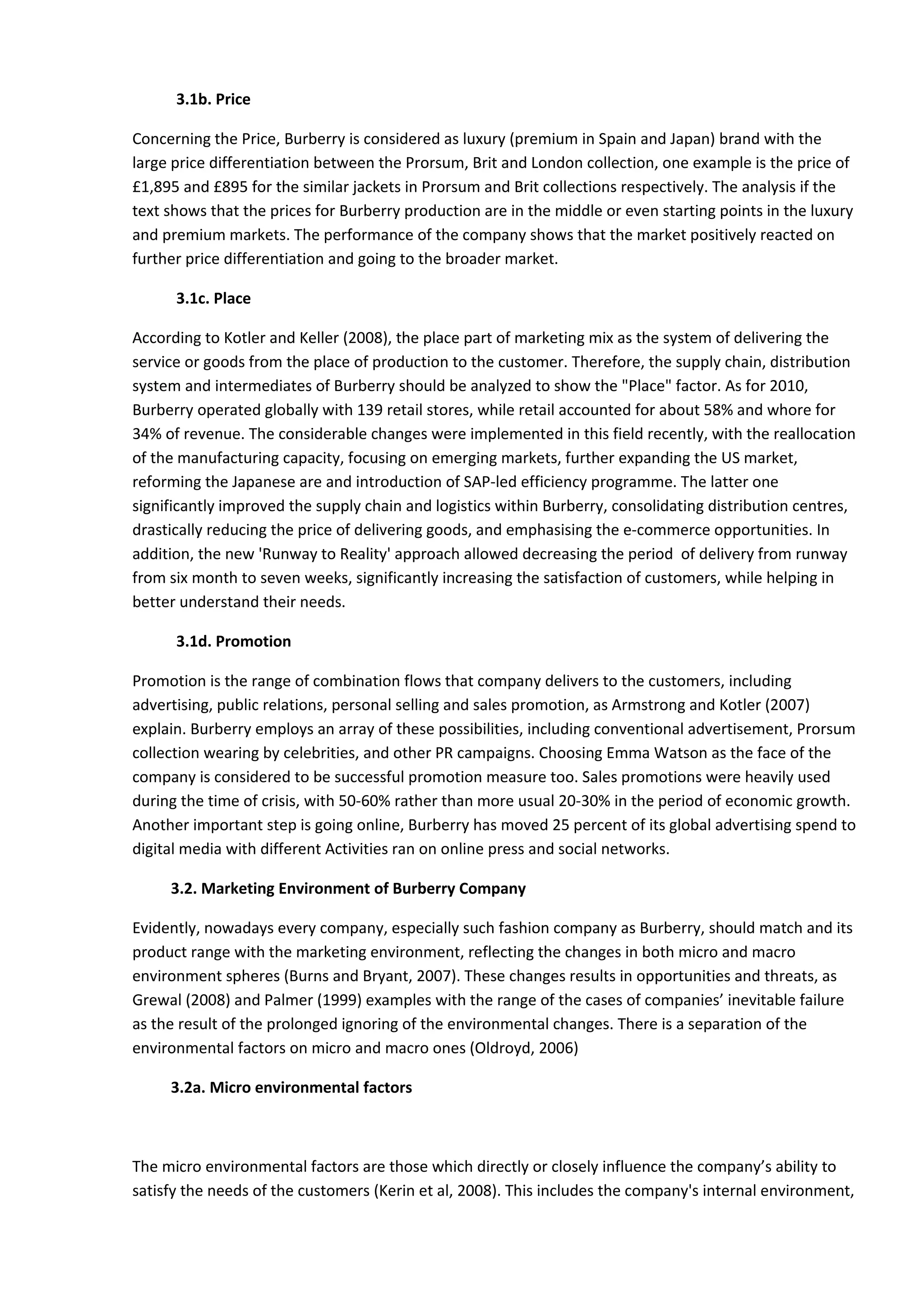 Marketing Mix of Burberry Company 2011 | DOC