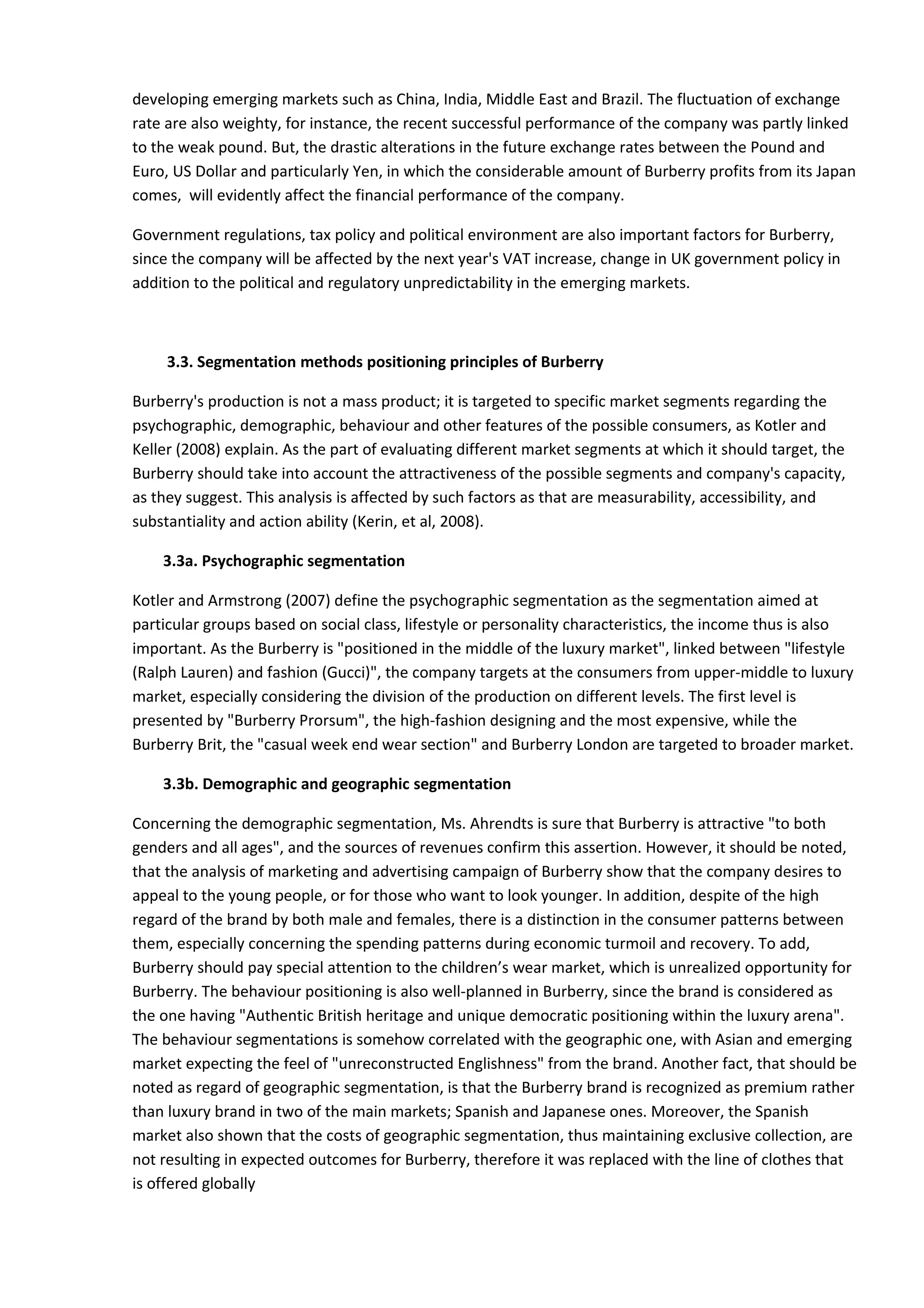 Marketing Mix of Burberry Company 2011 | DOC
