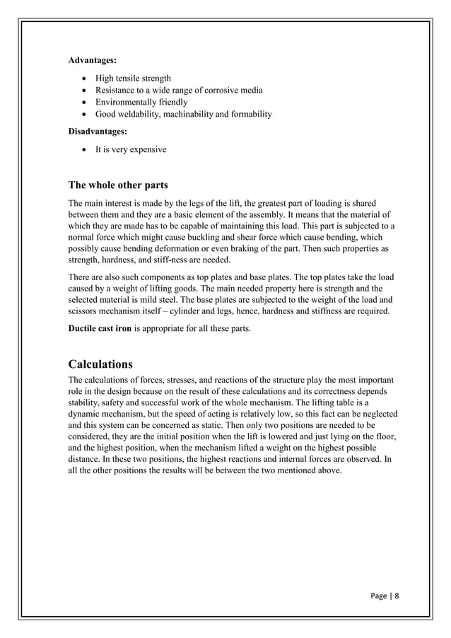 Hydraulic scissor lift table report | PDF