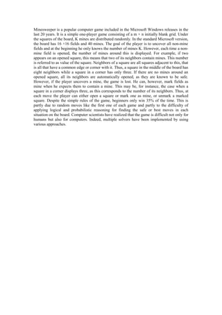 A sample Lab report on a game. | DOC
