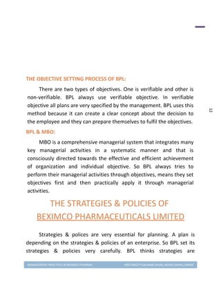 Report on MANAGEMENT PRACTICES IN BEXIMCO PHARMA | DOC | Pharmaceutical ...