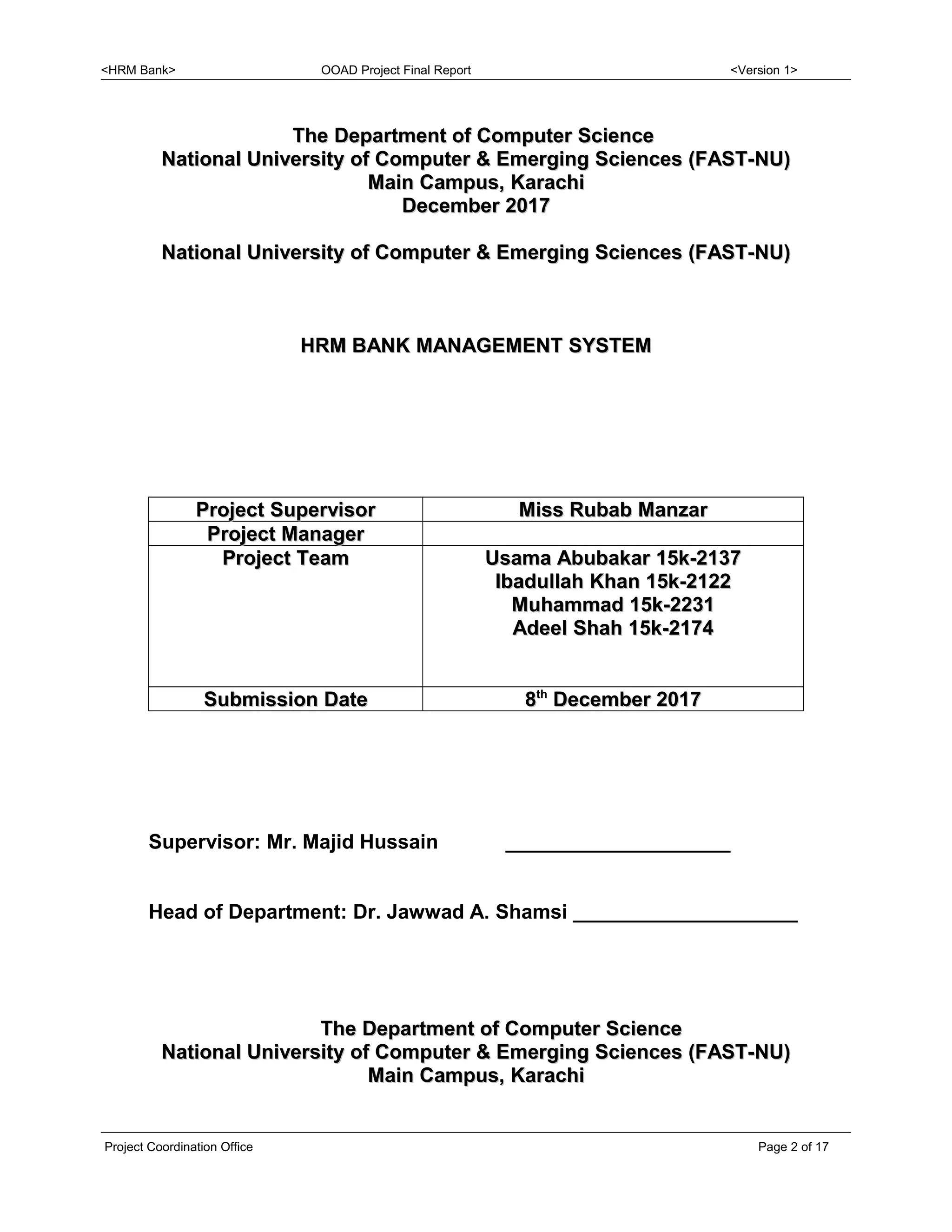 Bank Management System Desktop Application | DOC