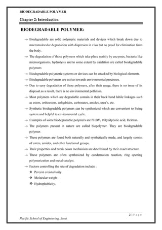 Biodegradable Polymer Project Report | PDF