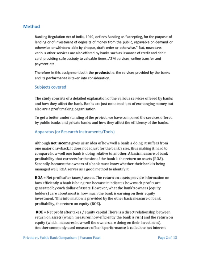 Public Vs Private Banks | DOCX | Stocks and Bonds | Personal Investing