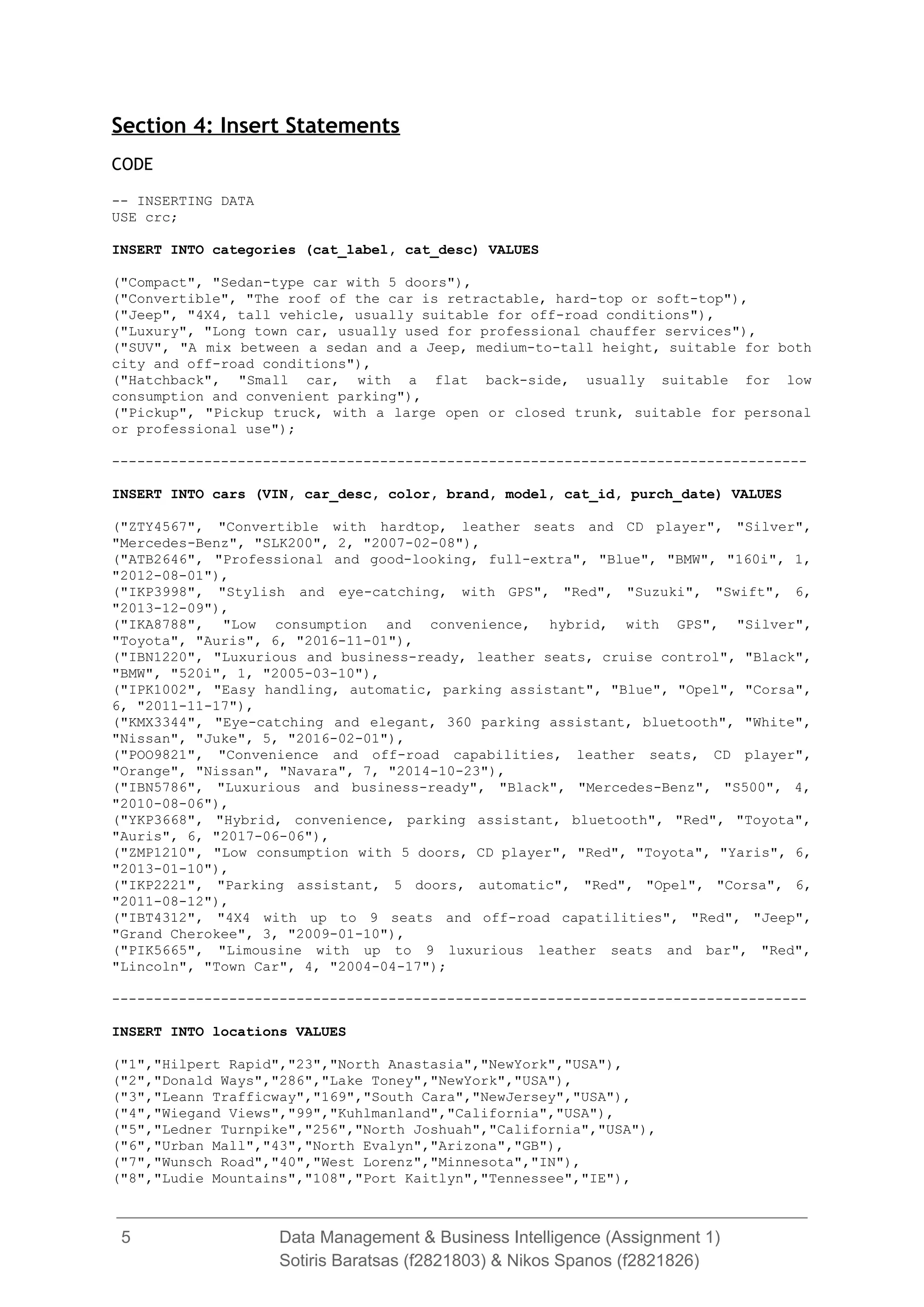 Car Rental Agency - Database - MySQL | PDF