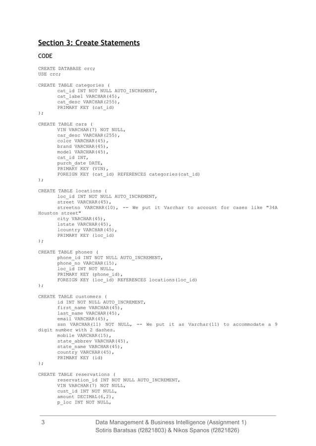 Car Rental Agency - Database - MySQL