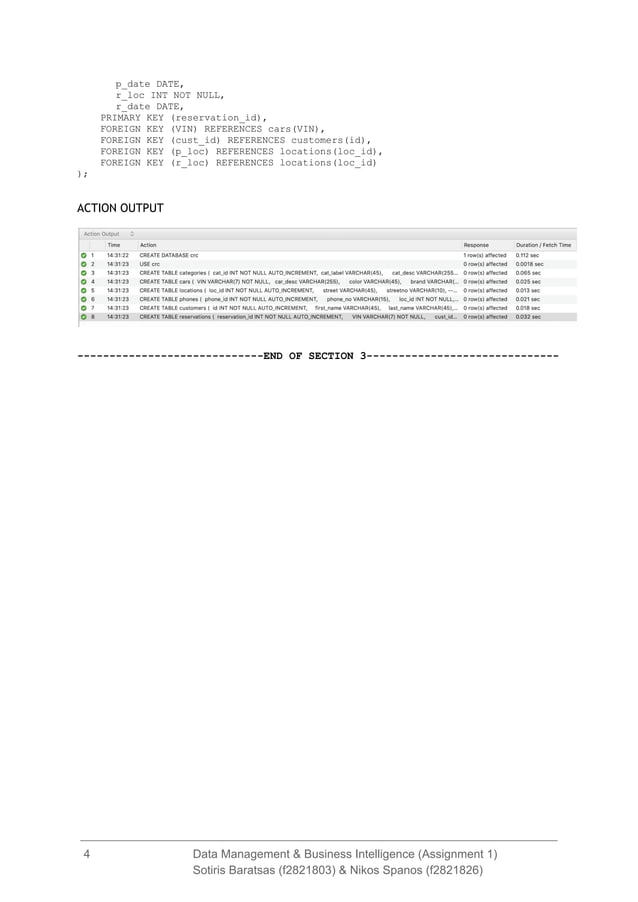 Car Rental Agency - Database - MySQL