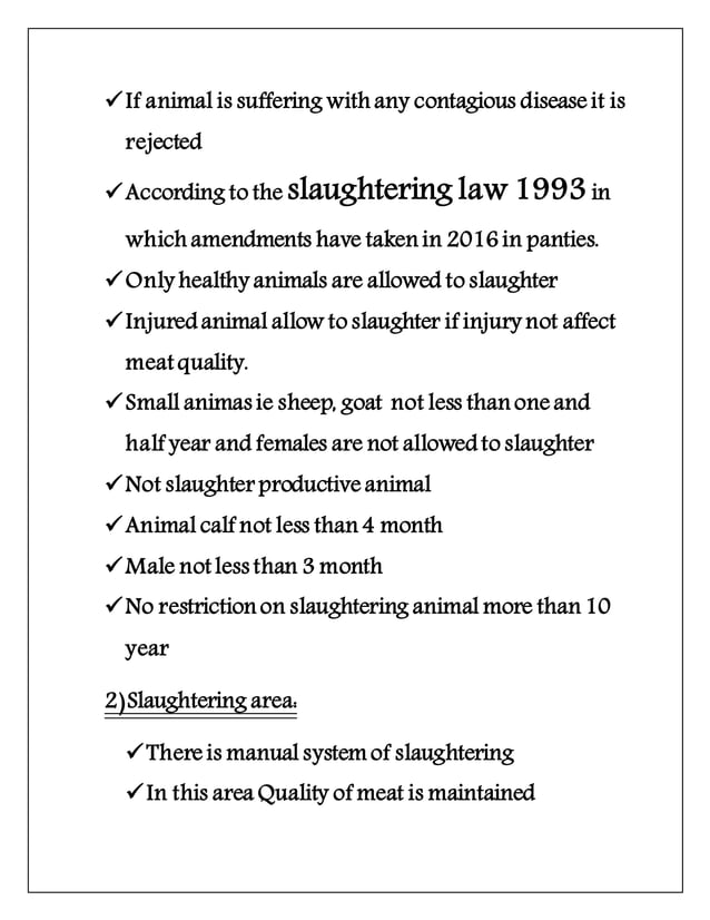 Report on visit to a slaughter house | DOCX | Pets