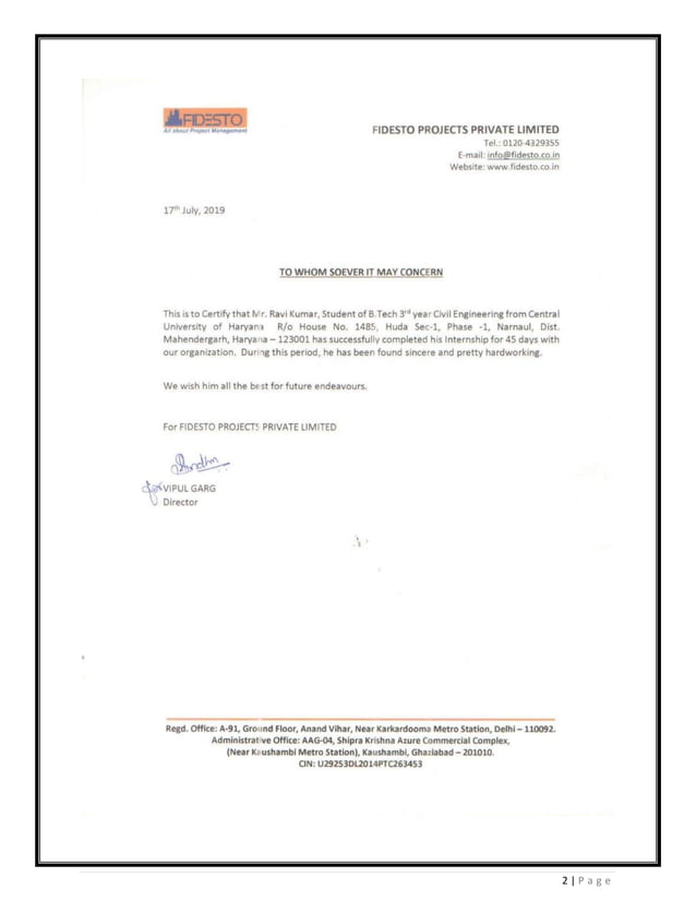 Summer Internship Report of Civil Engineering in Construction Site | PDF