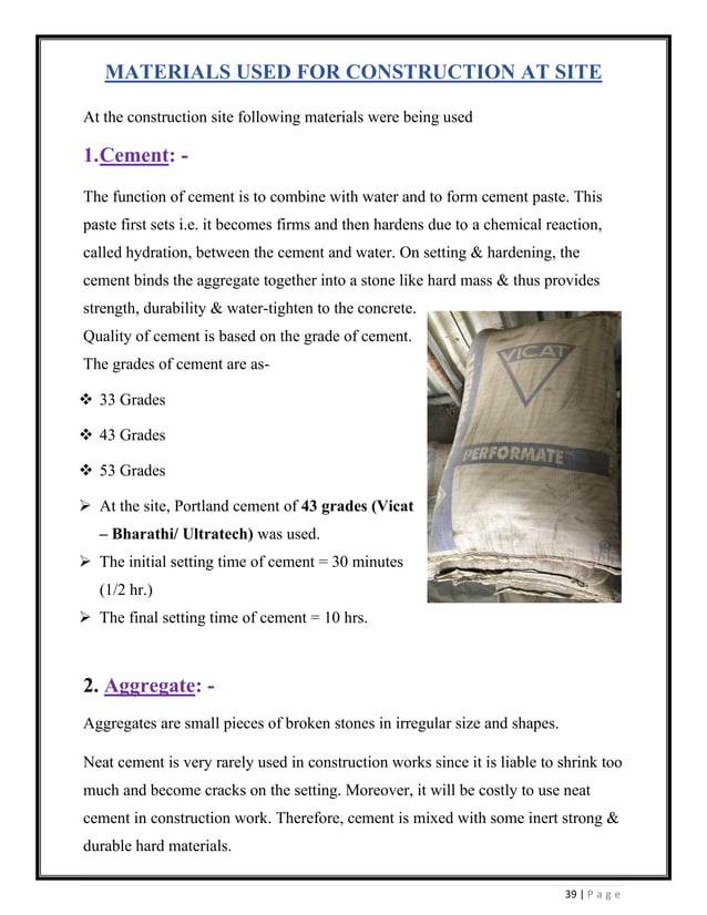 Summer Internship Report of Civil Engineering in Construction Site | PDF