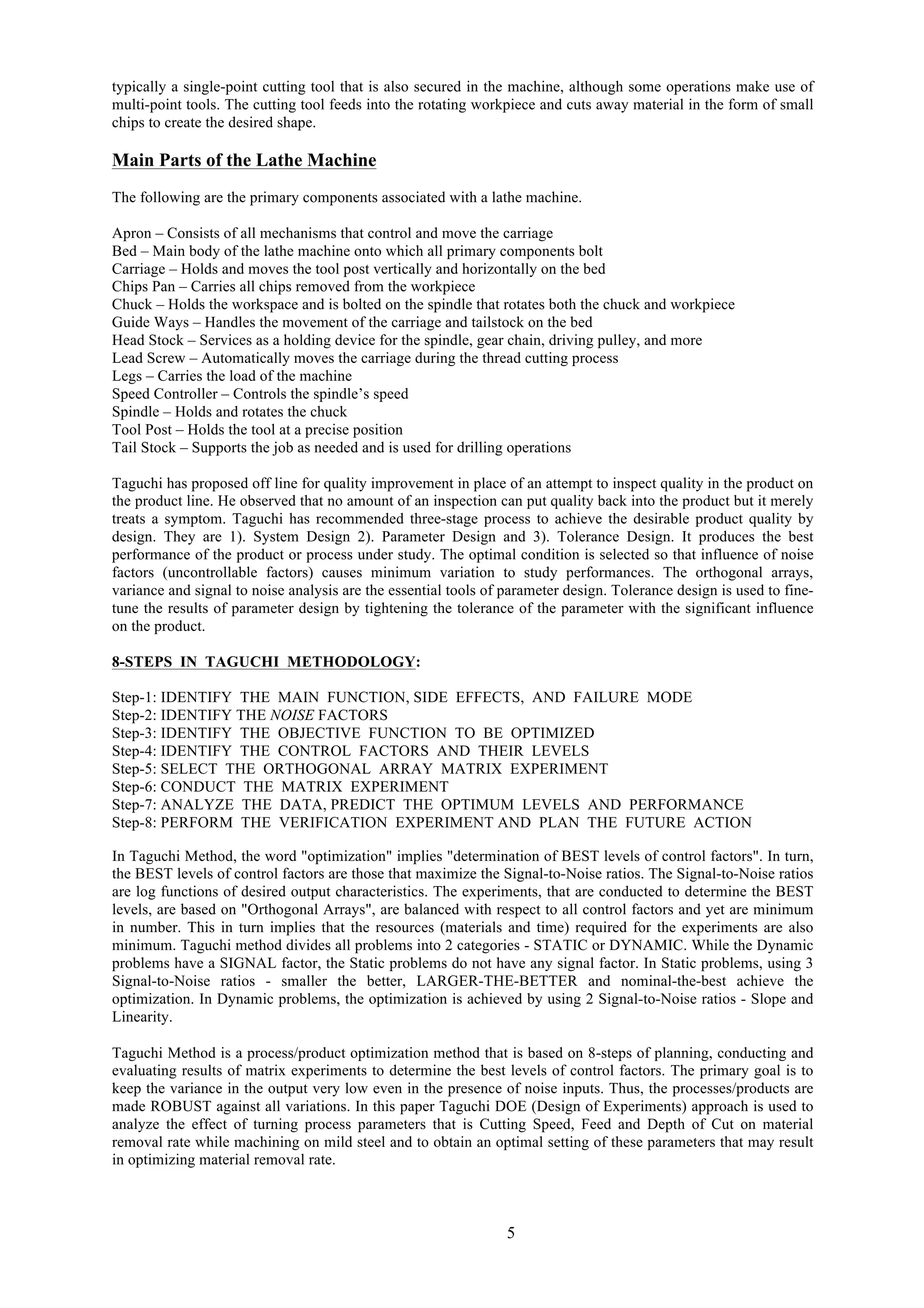 Optimizing Material removal rate and surface roughness using Taguchi ...
