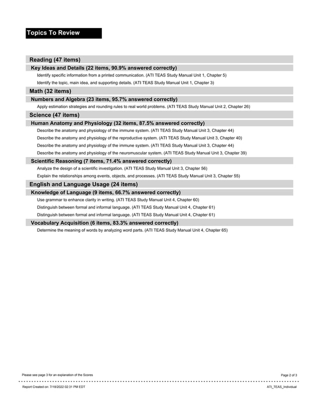TEAS Report-2.pdf | Standardized Testing | Educational Assessment