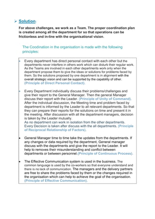 REPORT ON CO-ORDINATION PLAN AMONG ALL DEPARTMENTS AND LEADERSHIP | PDF