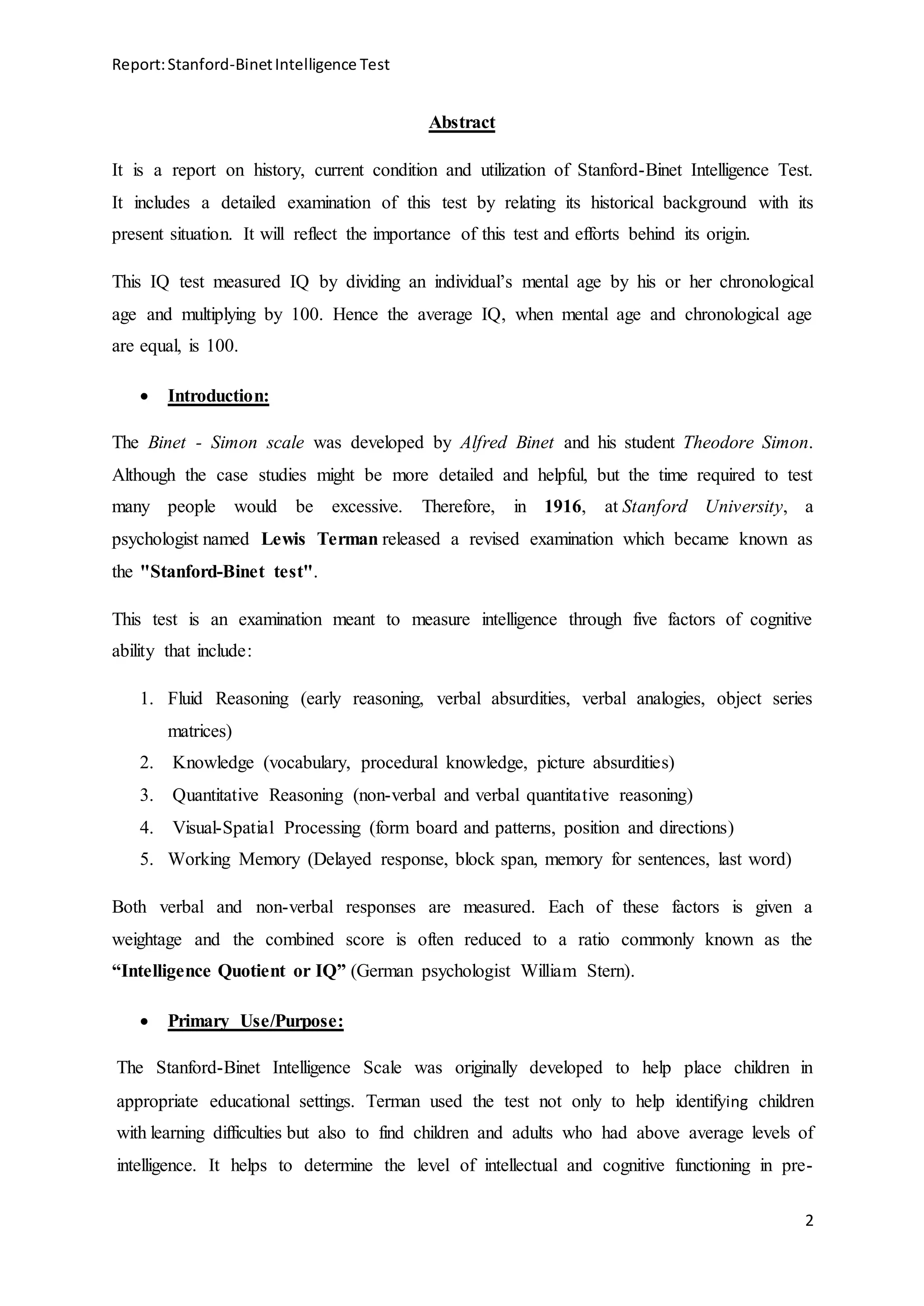 “Stanford-Binet Intelligence Test” | DOCX