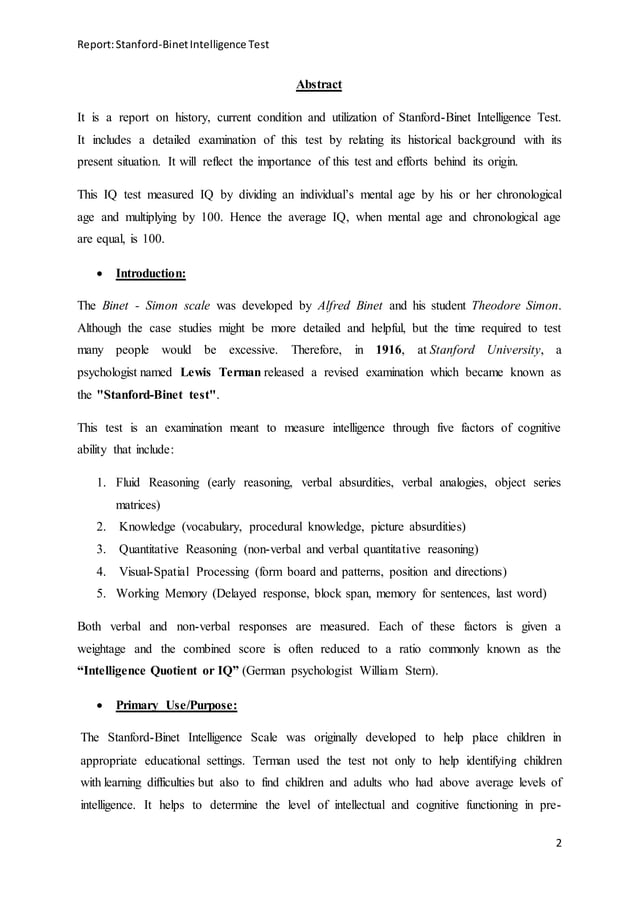 “Stanford-Binet Intelligence Test” | DOCX