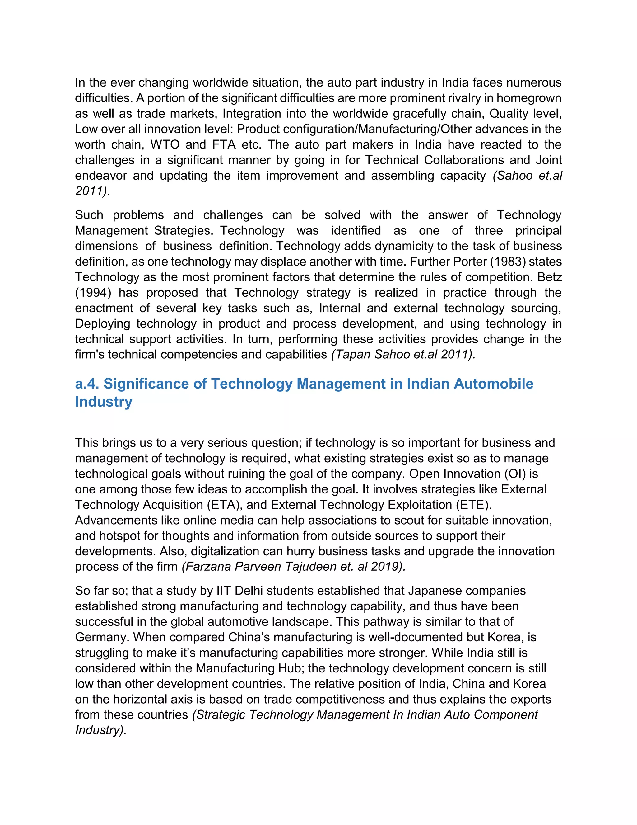 Technology Management Stratigies in the Indian Automobile Industry | PDF | Automotive Industry ...