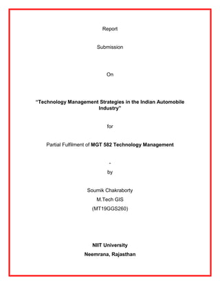 Technology Management Stratigies in the Indian Automobile Industry ...