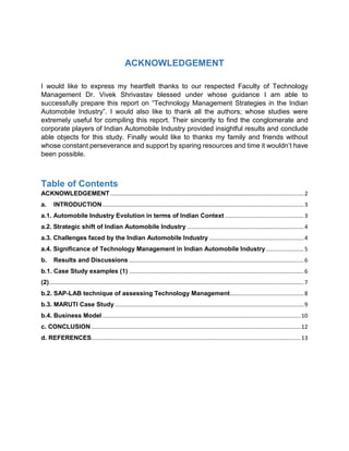 Technology Management Stratigies in the Indian Automobile Industry ...