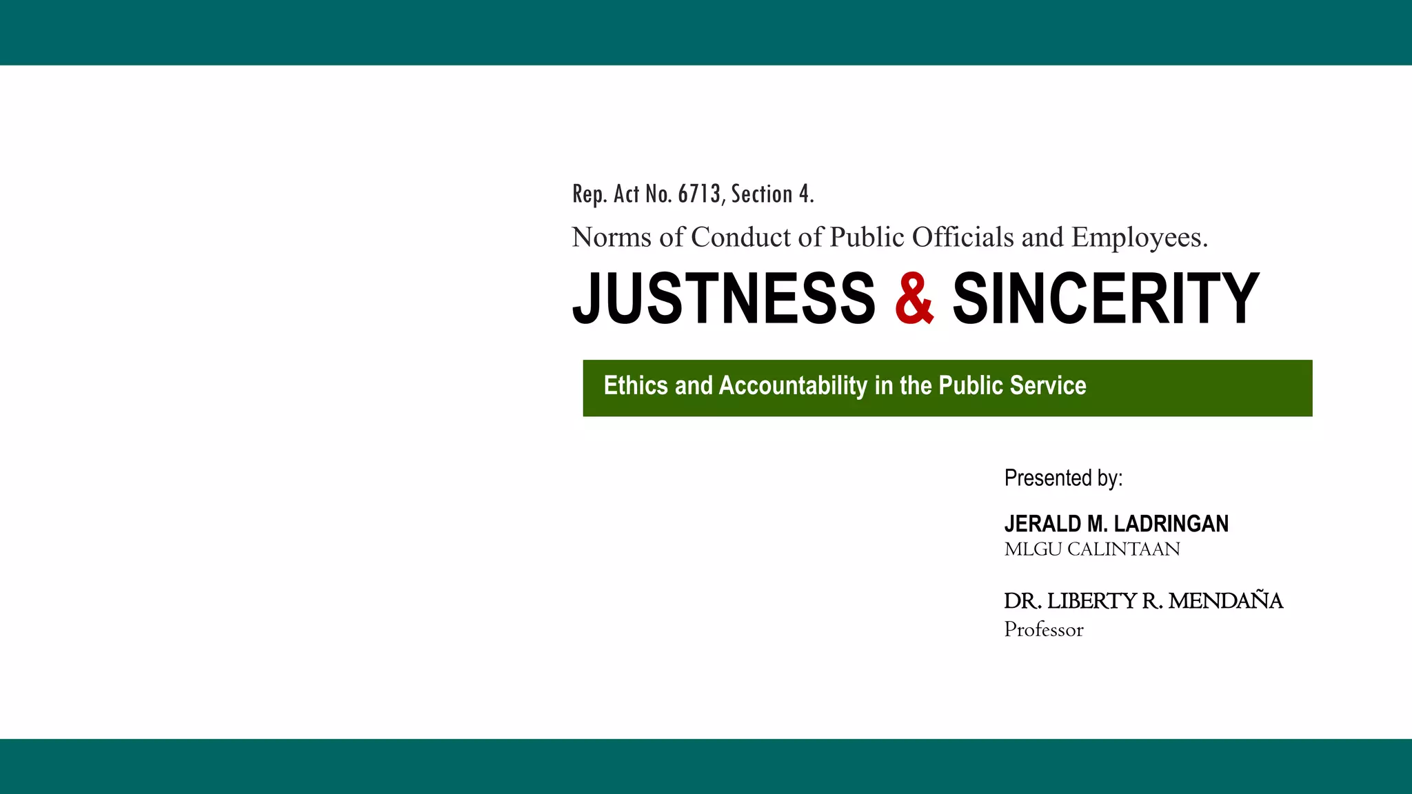 Justness & Sincerity ( RA6713) | PDF