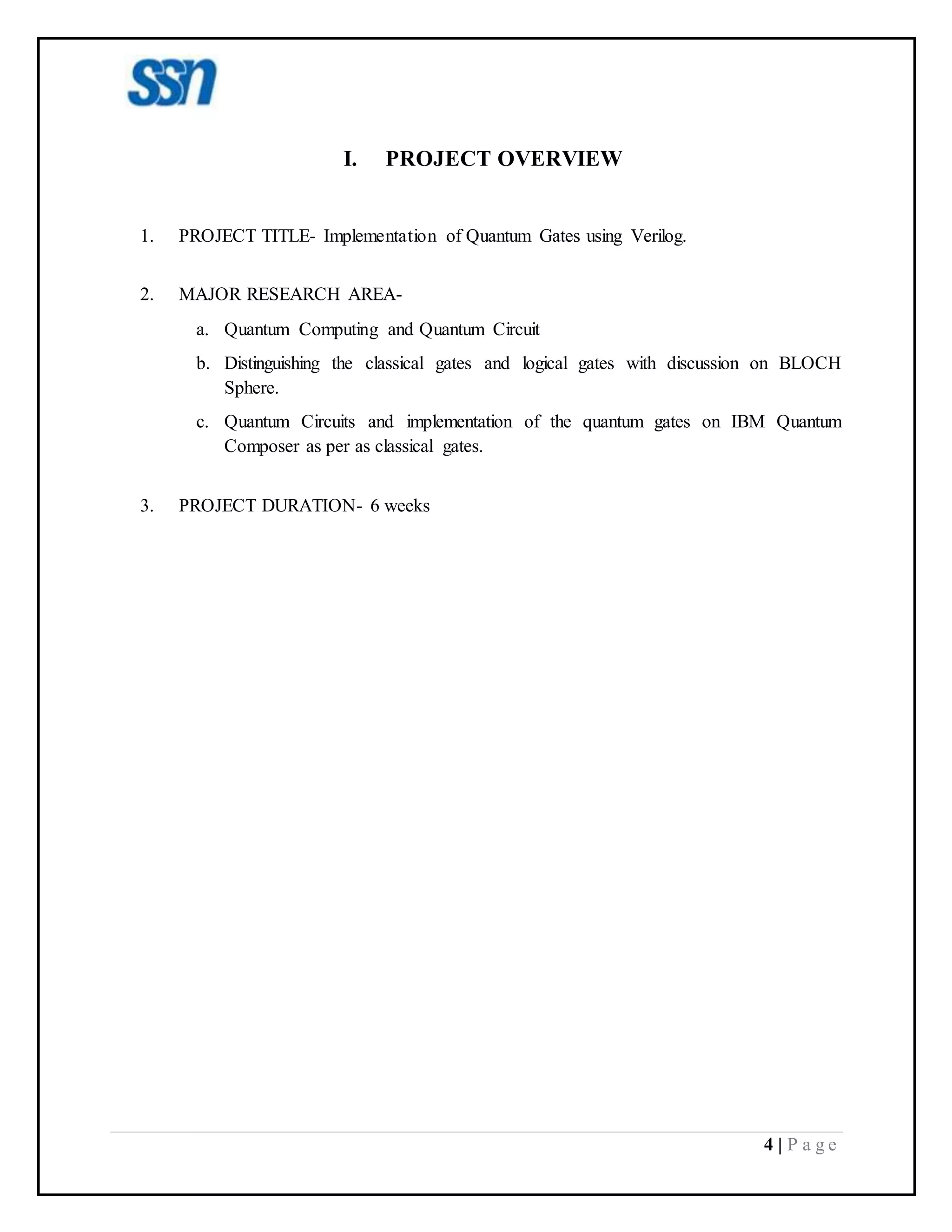 Report Implementation Of Quantum Gates Using Verilog Doc