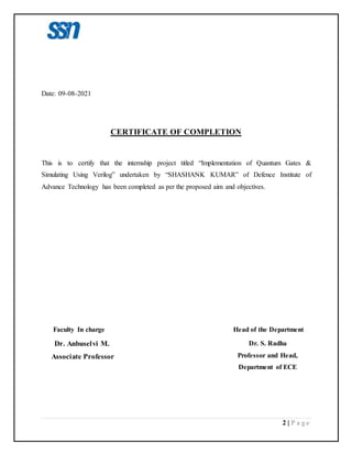 Report-Implementation of Quantum Gates using Verilog | DOC