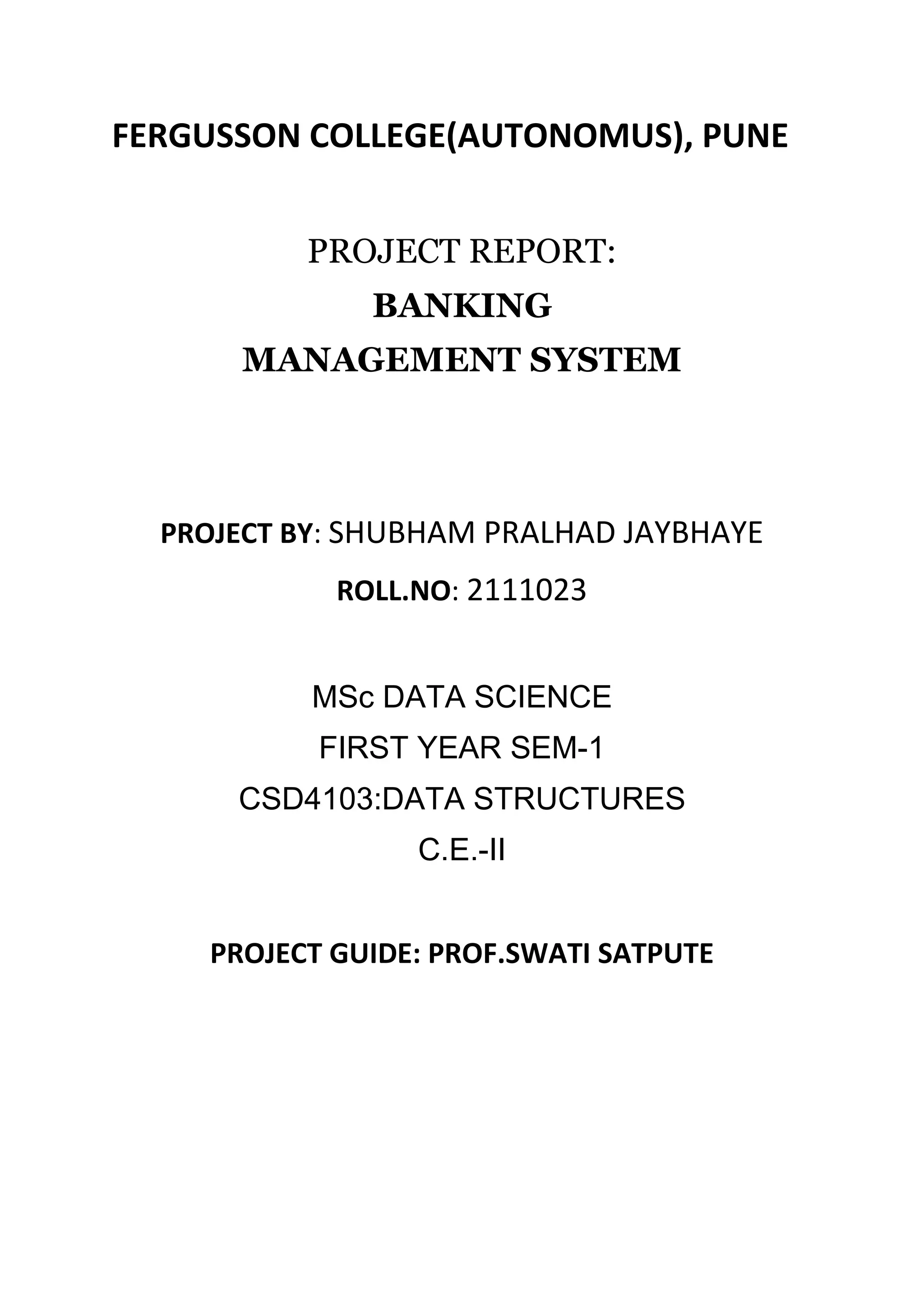 Banking Management System Report .docx