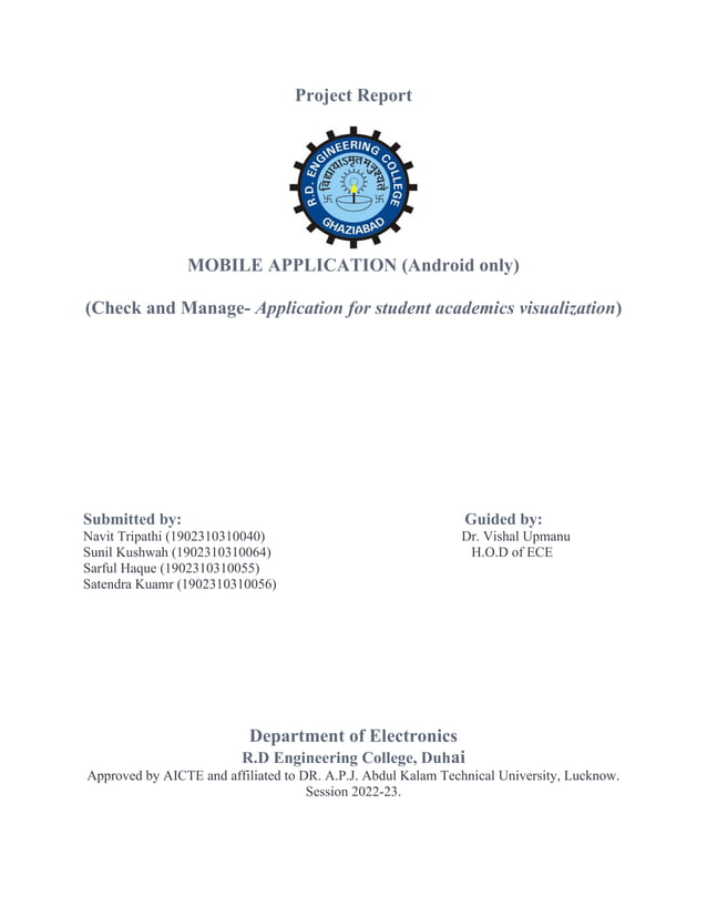 Mobile application Project report B.Tech Final year | PDF | Operating Systems | Computer ...