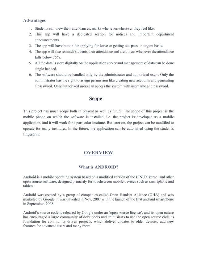 Mobile application Project report B.Tech Final year | PDF | Operating Systems | Computer ...