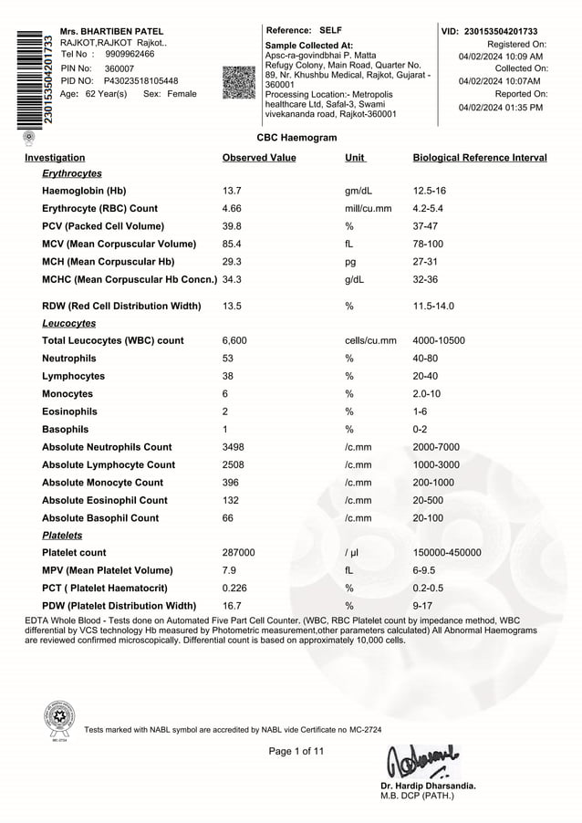 Metropolis Laboraotry Metropolis Laboratory Rajkot 7573086693 | PDF