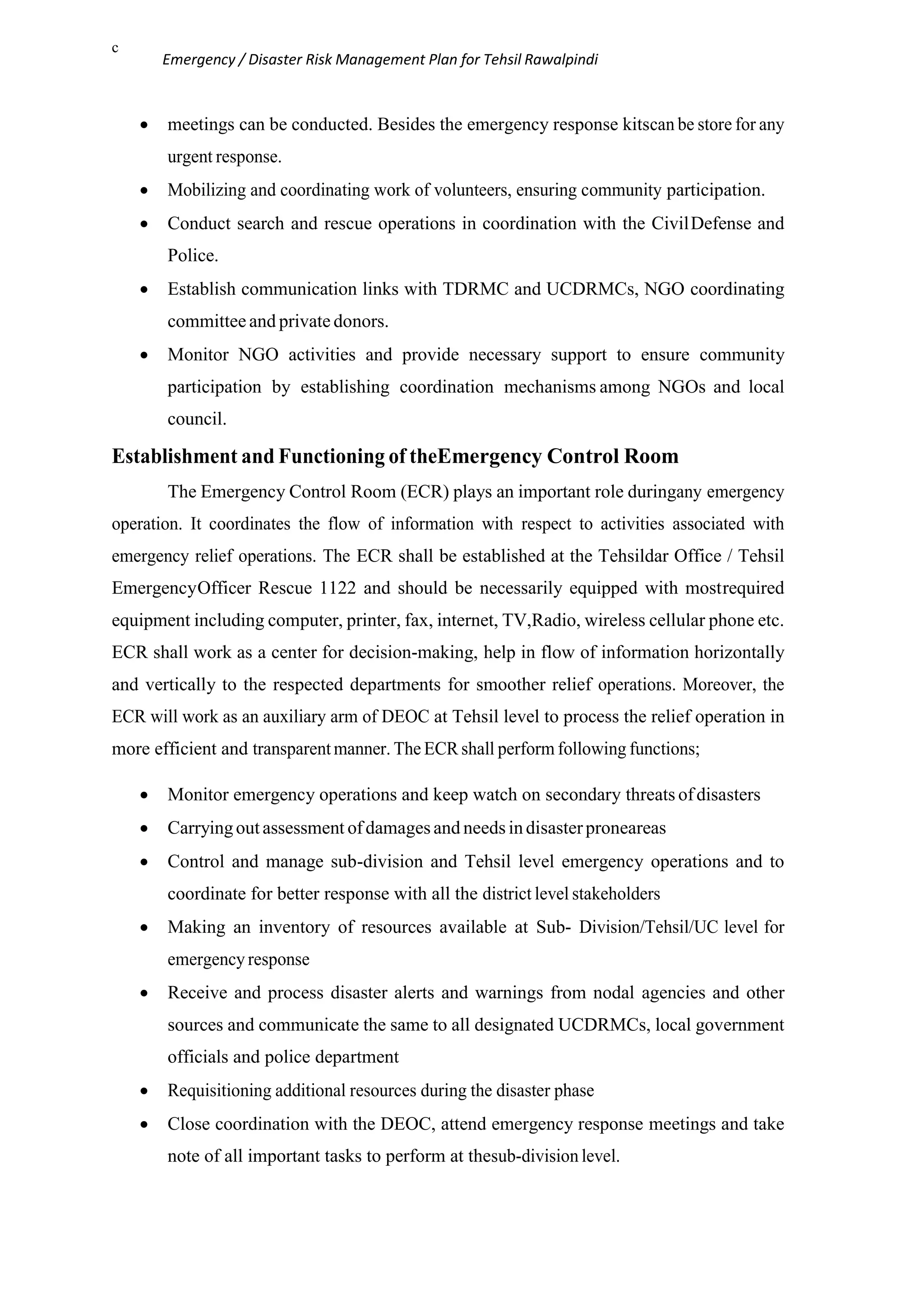 EMERGENCY / DISASTER RISK MANAGEMENT PLAN FOR TEHSIL CITY RAWALPINDI ...