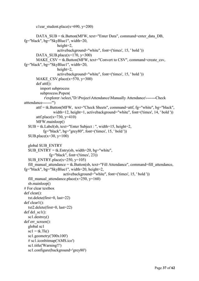 Project Report Face Recognition Attendance System Pdf