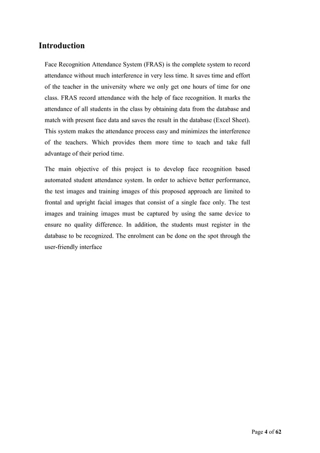 project report face recognition attendance system | DOCX