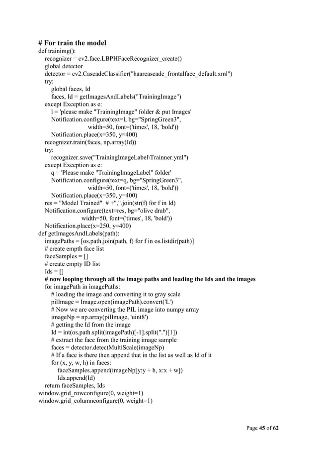 project report face recognition attendance system | PDF