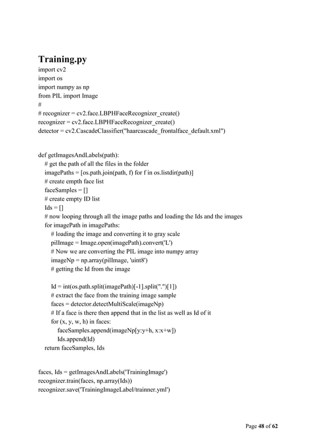 project report face recognition attendance system | PDF