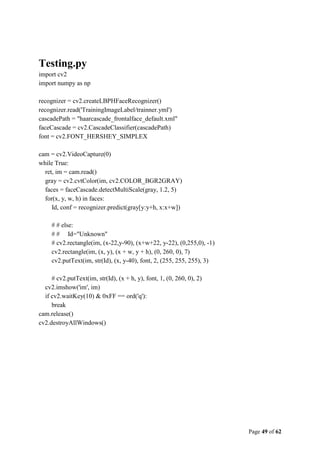 project report face recognition attendance system | DOCX