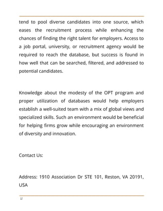 Ultimate Guide to Finding and Using OPT Resumes Database in the USA | PDF