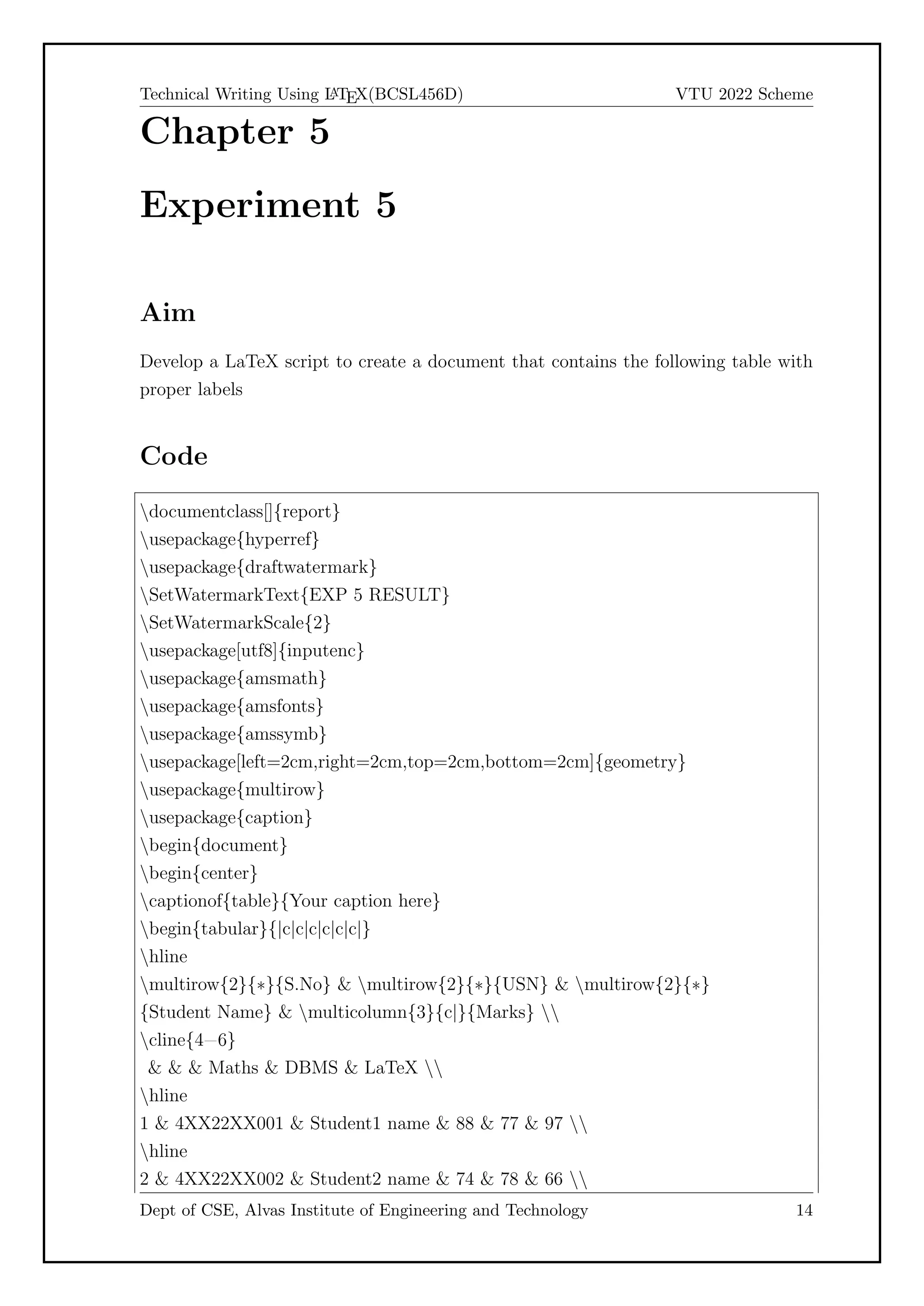 Technical Writing Using LaTeX Manual for 4th CSE VTU | PDF