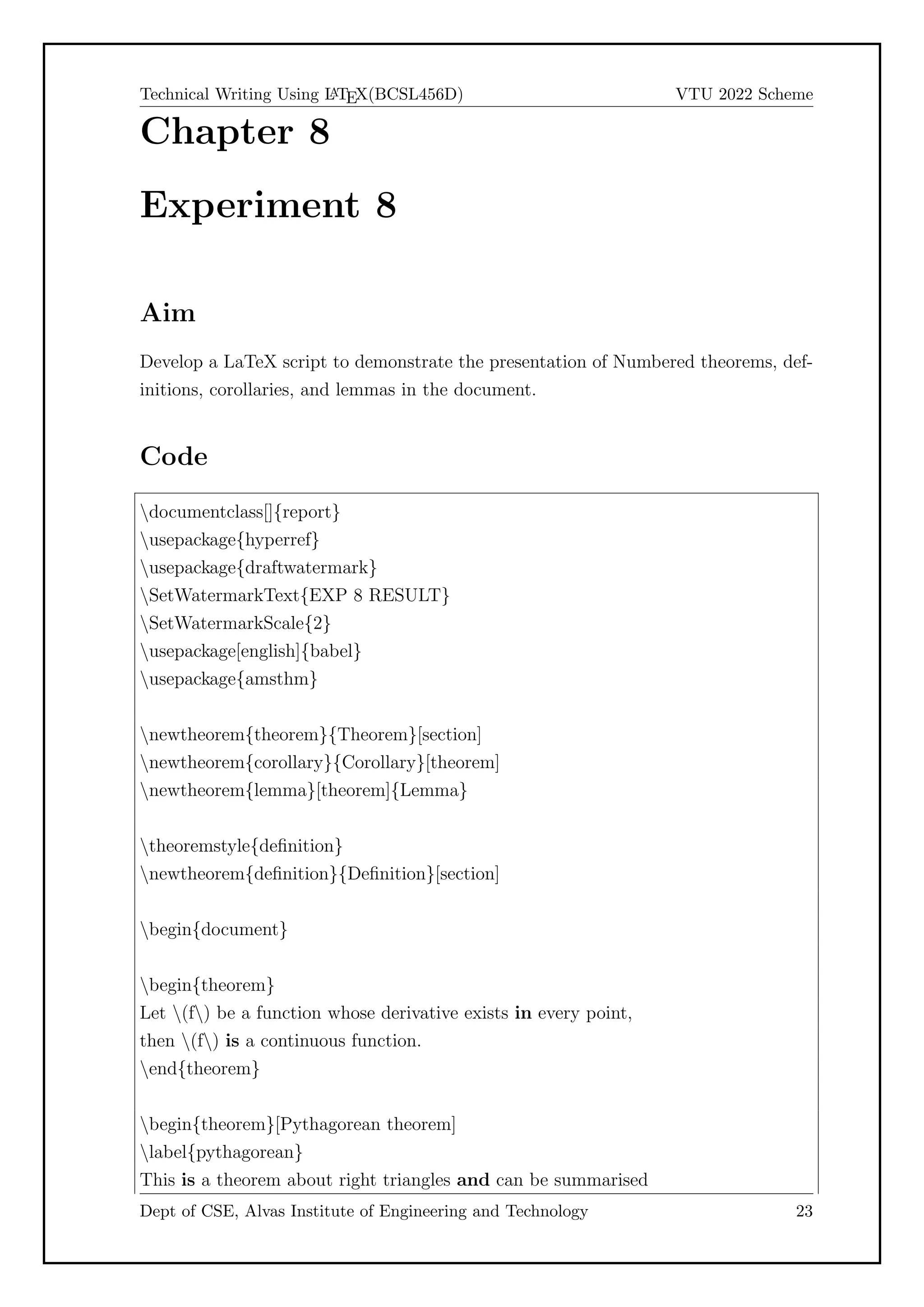 Technical Writing Using LaTeX Manual for 4th CSE VTU | PDF