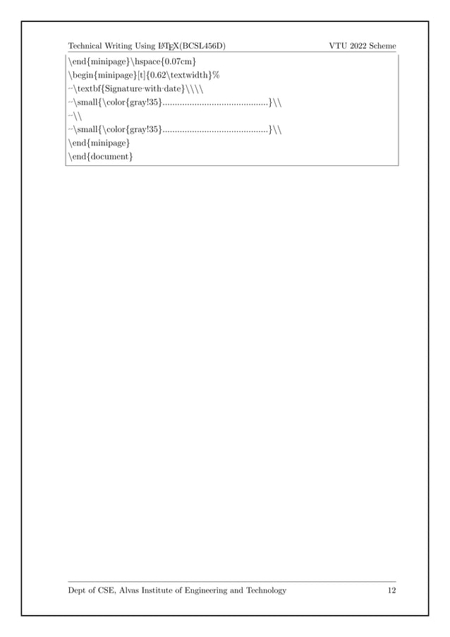 Technical Writing Using LaTeX Manual for 4th CSE VTU | PDF