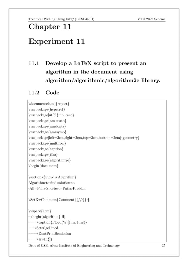 Technical Writing Using LaTeX Manual for 4th CSE VTU | PDF