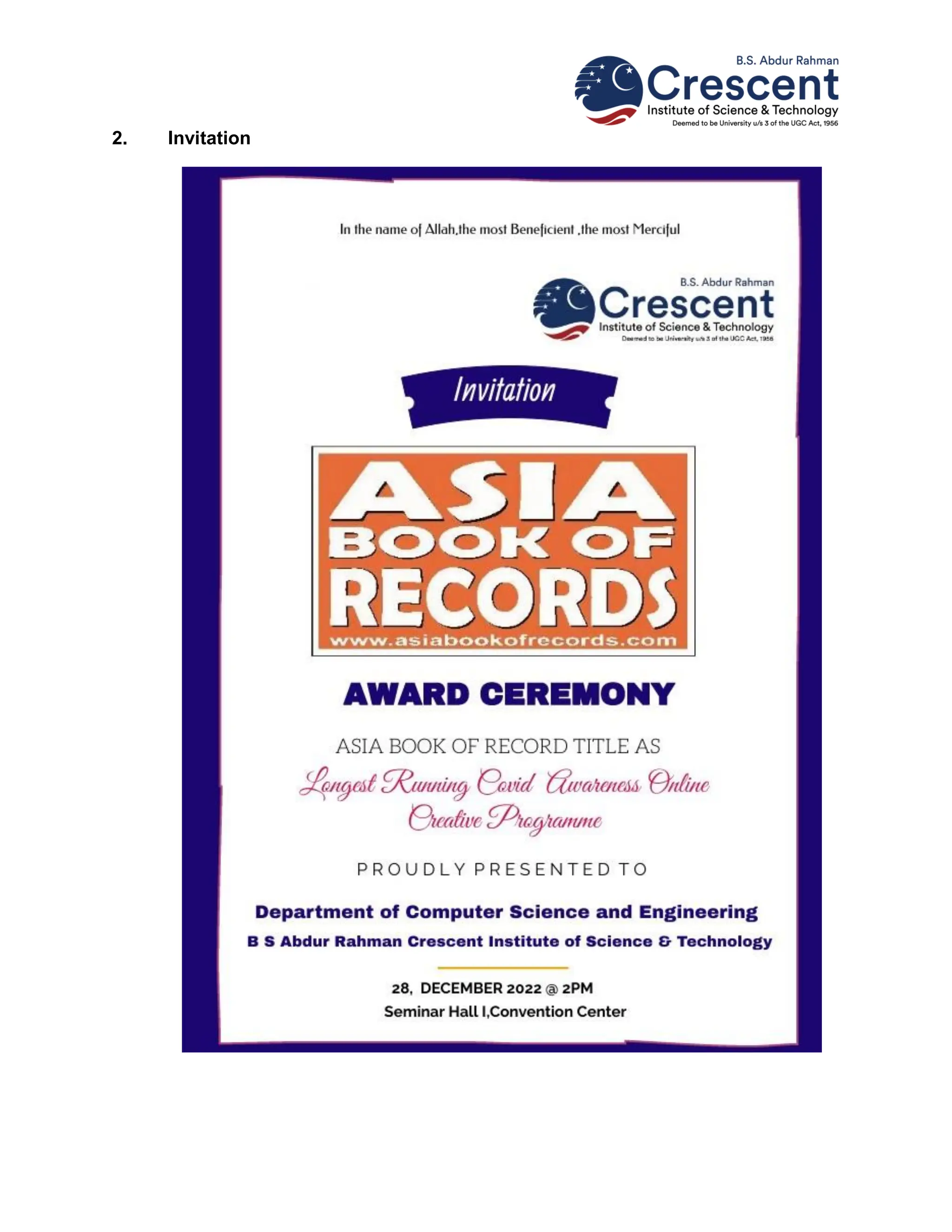 ASIA BOOK OF RECORD AWARD CEREMONY REPORT | PDF