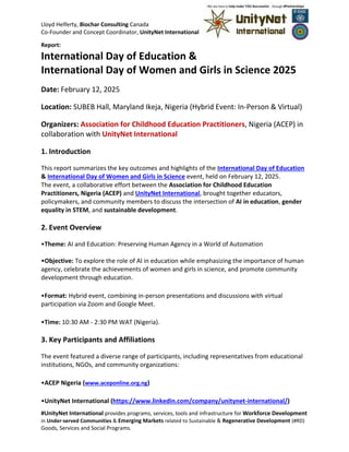 Report: ACEP International Day of Education & Women & Girls 2025-02-12 | PDF