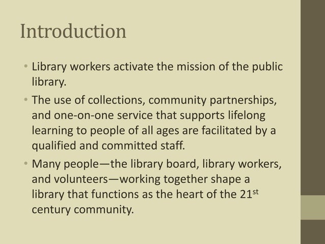 Administration and Staffing in Public Libraries | PPTX | Human ...