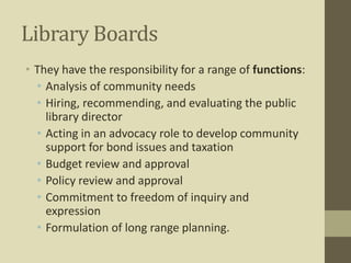 Administration and Staffing in Public Libraries | PPTX