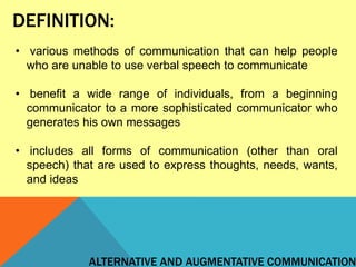 Alternative and Augmentative Communication Systems | PPT