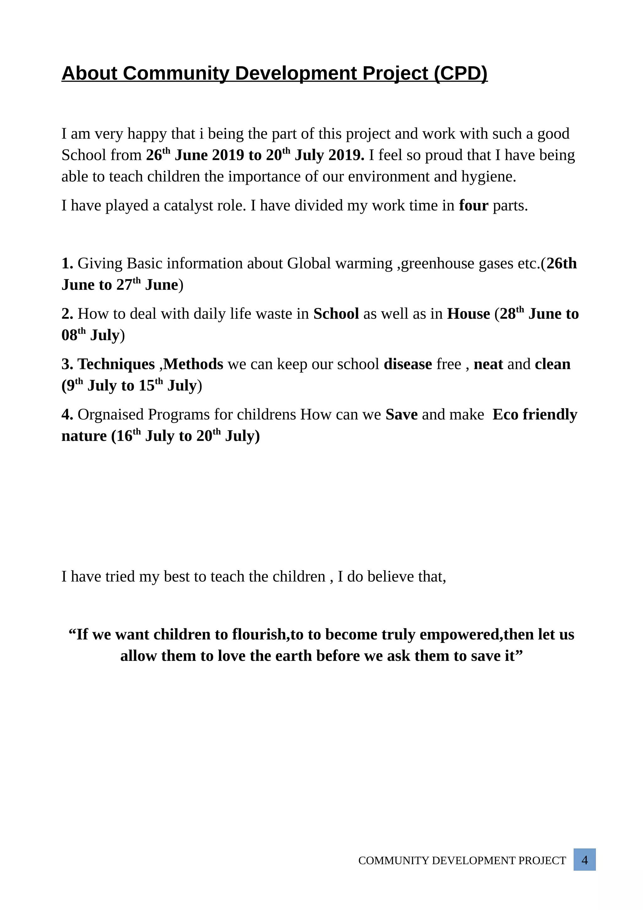 MGN-231 Communtiy Development Project Report | PDF