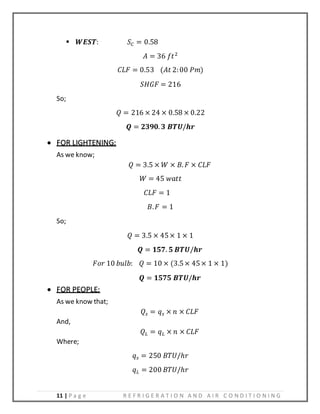 Report- Cooling Load Calculation | DOCX