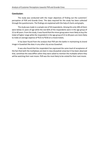 Report - Analysis of Customers' Perception towards PVR & Grande Cines | PDF